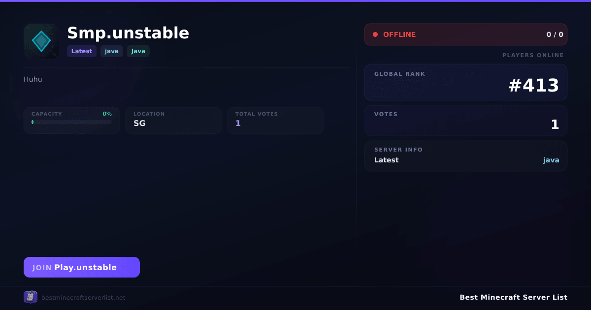 Smp.unstable - Server IP, Reviews and Vote Link | Best Minecraft Server ...